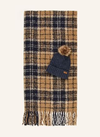 Barbour Set Saltburn: M&uuml;tze Mit Kunstpelz Und Schal beige