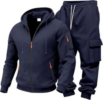 Generic Ensemble de surv&ecirc;tement pour homme avec fermeture &eacute;clair sur toute la longueur, plusieurs poches, sweat &agrave; capuche, pantalon de jogging, sport, d&eacute;contr