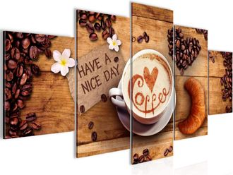 Runa Art Wandbilder Kaffee Küche 5 Teilig Bild auf Vlies Leinwand Deko Esszimmer Küchenbilder Mit Sprüchen Braun 501252a