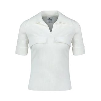 Courr&egrave;ges Geripptes Polo - - Tops - Damen - Wei&szlig; - S