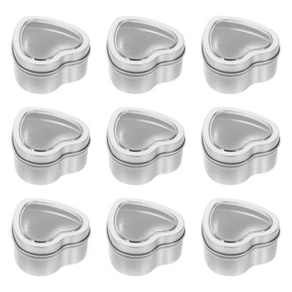 BESPORTBLE EXAOMBLE 10 St&uuml;ck Teiliges Herzf&ouml;rmiges Metalldosen mit Klarsichtfenster Wiederverwendbare Schmuck Kerzendosen aus Wei&szlig;blech Robuste Aufbewahrungsbeh&auml;