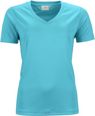 James & Nicholson Damen Ladies Active-V T-Shirt, Blau (Pacific), 44 (Herstellergr&ouml;&szlig;e: 3XL)