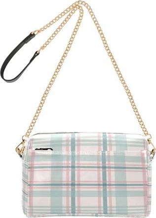 HMZXZ Sacs à bandoulière vintage à motif tartan pour femme, sacs à main en cuir, petits sacs à main à bandoulière, rayures roses et vertes