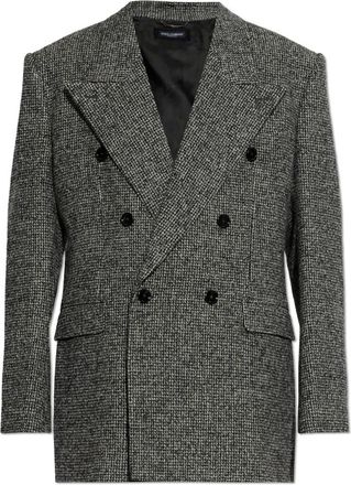 Dolce & Gabbana Blazer en Laine &agrave; Revers Ouverts - Homme - Vestes - Gris - Taille: M