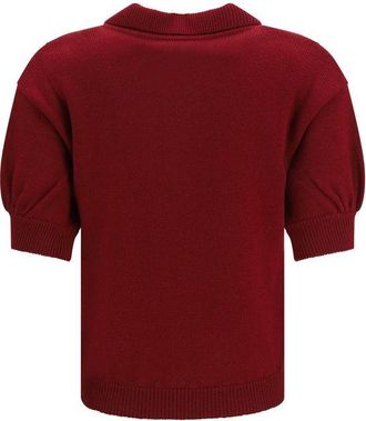 Alessandra Rich Merino Wool Textured Polo Shirt - Red