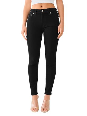 True Religion Jennie Damen-Jeans, mittelhohe Taille, kurvig, Enge Passform, Komfort-Jeans, Einzeln&auml;hte, Spitzenfarbe, Schwarze K&ouml;rpersp&uuml;lung, 30
