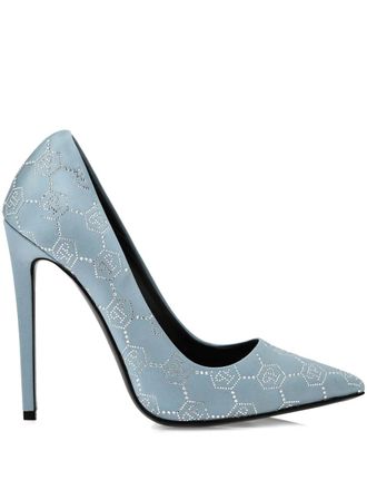 Philipp Plein escarpins Decollete Monogram 120 mm - Bleu