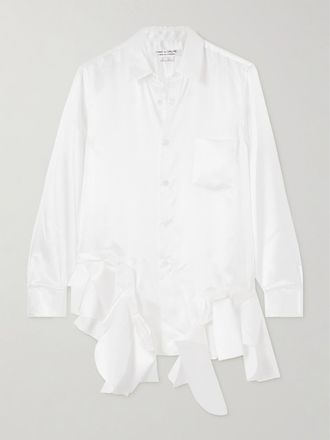 Comme Des Gar&ccedil;ons Hemd Aus Gl&auml;nzendem Twill Mit R&uuml;schen - Wei&szlig;