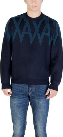 A|X Armani Exchange Homme, Pulls, Bleu, Taille: XL Pull en Tricot Géométrique Zigzag