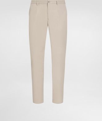 Dolce & Gabbana Hose Baumwollstretch Mit Logoplakette - Mann Hosen Und Shorts Beige 44