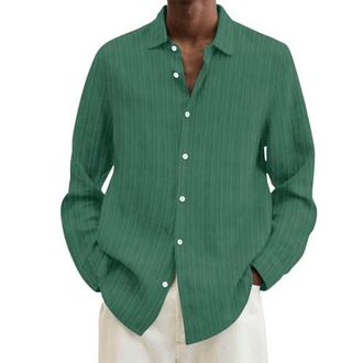 Generic Chemise &agrave; manches longues d&eacute;contract&eacute;e boutonn&eacute;e l&eacute;g&egrave;re et respirante pour la plage d&eacute;t&eacute; d&eacute;contract&eacute;e hawa&iuml;enne &eacute;lastique Henley Chemise ample vintage