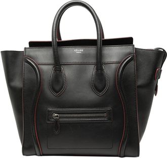 Celine Shopper - Mini Bicolor Smooth Calfskin Luggage Tote - Gr. unisize - in Schwarz - f&uuml;r Damen