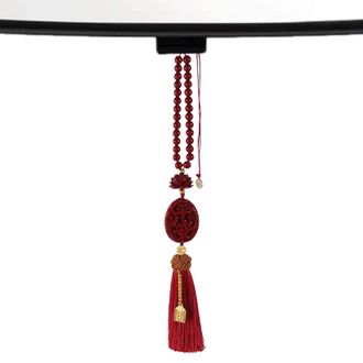 Generic Cinnabar Auto Barror Mirror Charm - Auto Innenraum Good Luck Anhänger mit Quasten, Zubehör zum Aufhängen | Sammlerstück des Fahrzeuginnenraums, Gesche