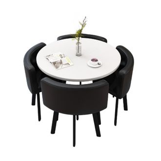 Generic B&uuml;rom&ouml;bel, 4 St&uuml;hle mit Tisch, Konferenztisch-Set, K&uuml;chentisch mit 4 St&uuml;hlen, platzsparender Empfangstresen, Fr&uuml;hst&uuml;ckstisch, Lounge-M&ouml;bel, 80 cm