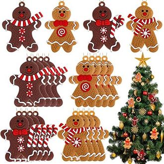 Patelai 16 Pi&egrave;ces Bonhomme Pain dEpice Deco D&eacute;coration de Sapin de No&euml;l Traditionnelles Pendentif de Bonhomme en Pain d&Eacute;pice Gingerbread Deco Ornements dArbre