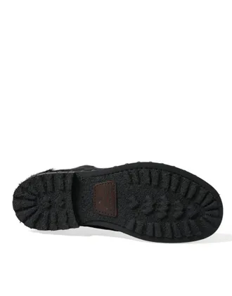 Dolce & Gabbana Pony Hair Lace-Up Boot - Black