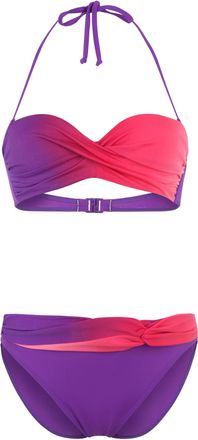 Lascana Damen B&uuml;gel-Bandeau-Bikini mit Farbverlauf, B&uuml;gel, wattierte Cups, abnehmbare Nackentr&auml;ger, Twist-Optik f&uuml;r perfekten Halt