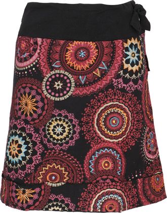 Guru Shop Bestickter Minirock, Boho Chic Rock, Retro Mandala - Pink, Damen, Baumwolle, Size:L/XL