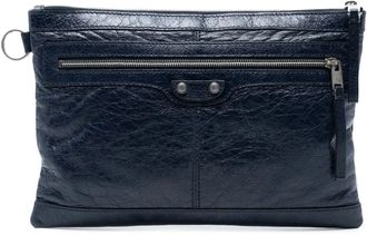 Balenciaga Clutches - Lambskin Motocross Classic Clip M Clutch - Gr. unisize - in Blau - für Damen