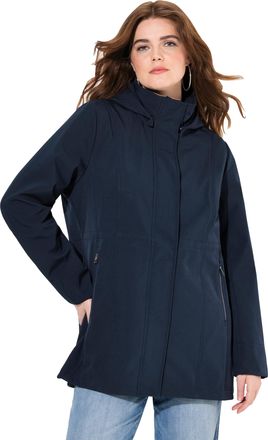 Ulla Popken Damen Hyprar Softshelljacke, Kapuze Abnehmbar Jacke, Marine, 46-48 EU