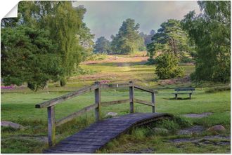 Artland Wanddeko Poster & Kunstdrucke Wandposter 60x40 cm Querformat Landschaften Park Natur Wiese Bäume Brücke Lüneburger Heide U4VT