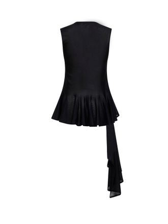 Alaia Womens Top Asymmetric Godet Black Viscose Tops
