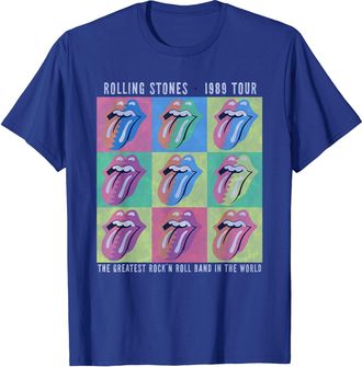 THE ROLLING STONES Official Steel Wheels 1989 Tour Blue T-Shirt