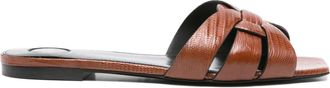 Saint Laurent Sandalen mit Webmuster - Braun