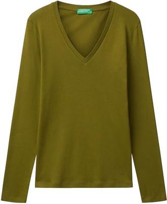 Benetton T- Shirt M/L 3ga2e4245, Vert_Cl_New, M Femmes