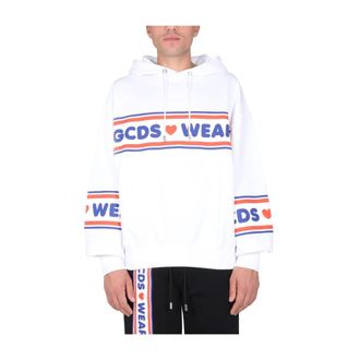 GCDS Gcds, Homme, Sweatshirts et sweats &agrave; capuche, Blanc, Taille: S Hood with Drawstring Cut