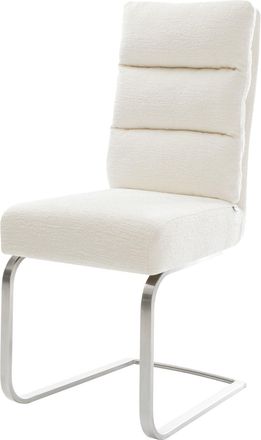 DELIFE Schwingstuhl Pela-Flex Freischwinger flach Edelstahl Boucl&eacute; Soft Beige Taschenfederkern