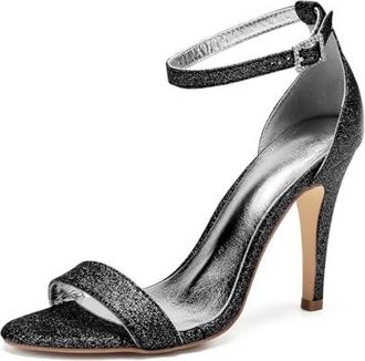Generic Chaussures De Mariage Femme Stylet Talons Chaussures De Mariée Open Toe High Heels Eté Talon Mariage Soirée Chaussures 10.5Cm,Noir,41 EU