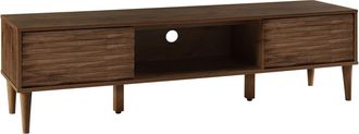 Beliani TV-Schrank Lowboard dunkler Holzfarbton Retro-Stil KAYAN