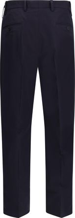 Prada Tailored Cotton Poplin Trousers - Navy