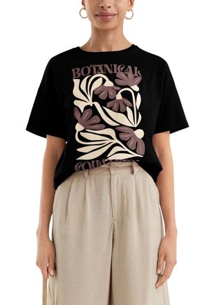 QS by s.Oliver Baumwollshirt mit überschnittener Schulter