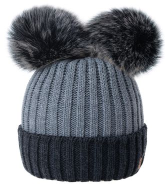 morefaz Damen Winter Beanie Strickm&uuml;tze M&uuml;tze Doppelt Bommel Pom Pom Wurm SKI M&uuml;tze (Dark-Grey Grey)