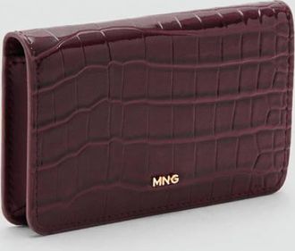 Mango Petit portefeuille effet croco brillant bordeaux - Femme - Taille unique - MANGO