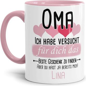 Tassendruck Geschenk Tasse mit Spruch PERSONALISIERT - Bestes Geschenk für Oma von Enkelkind - Kaffee-Tasse/Geschenkidee Geburtstag Muttertag/Muttertagsgeschenk -