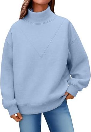 Generic Pull pour femme - Couleur unie - Haut surdimensionn&eacute; - Col rond - Manches longues - Automne - Hiver - D&eacute;contract&eacute; - Confortable - Tendance - Confortab