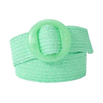 Generic Ceinture Femme Grande Taille - Ceinture large boh&egrave;me pour femme en tissu &eacute;lastique tiss&eacute; avec boucle d&eacute;corative en r&eacute;sine ronde style ethnique estival