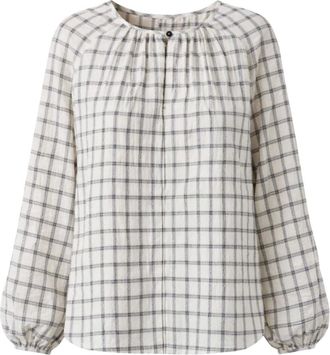 Pomandere Femme, Blouses et Chemises, Blanc, Taille: 38 FR Blouse &agrave; Carreaux