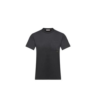Moncler Moncler T-shirt En Coton &Agrave; Logo En M&eacute;tal, Femme, Bleu, Taille: Xl