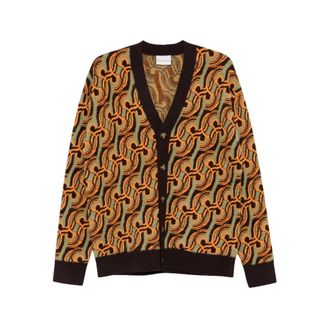 Dr&ocirc;le de Monsieur Jacquard-Strick-Cardigan mit abstraktem Muster - - Knitwear - Herren - Mehrfarbig - XL