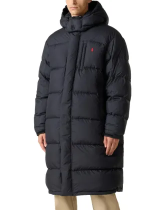 Polo Ralph Lauren Mens Gorham Logo Long Jacket Down Coat Black Clothing > &