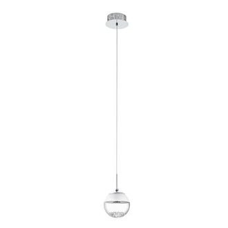 Eglo LED Pendelleuchte Montefio 1, 1 flammige Hängelampe, Pendellampe aus Metall, Glas und Kristall, Hängeleuchte in Chromfarben, Weiß, LED Esstischlampe w