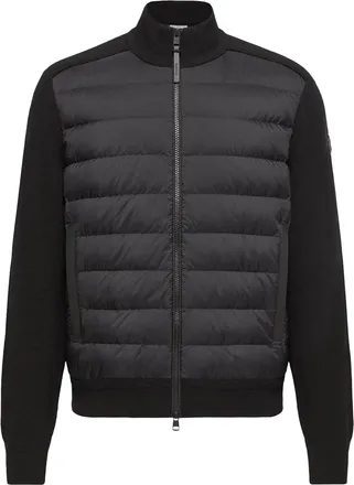 Moncler Moncler Cardigan Zipp&eacute; Matelass&eacute; En Laine Et Cachemire M&eacute;lang&eacute;s, Homme, Noir, Taille: 3xl