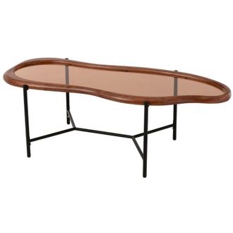 M&S Collection Table basse organique 118x48x40 cm en verre fum&eacute; et bois