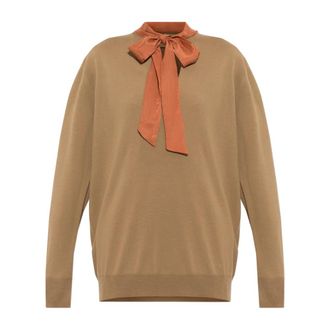 Valentino Garavani Wollpullover mit Schal - - Knitwear - Damen - Braun - S