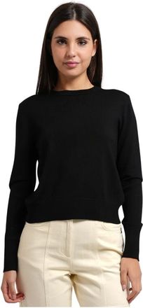Patrizia Pepe Pull en laine &agrave; col rond - Femme - Pulls - Noir - Taille: 42 FR