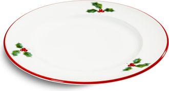 Gmundner Keramik Winterbeere Rubinroter Rand, Speiseteller Gourmet (&Oslash; 27cm), handgemacht in &Ouml;sterreich